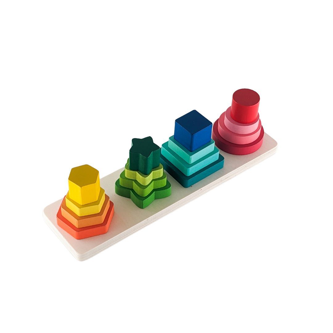 Wooden Shape sorting & stacking puzzle For babies – B4brain